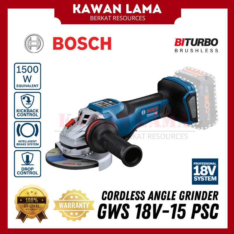 Bosch GWS 18V-15 PSC Professional Cordless Angle Grinder with Speed ...