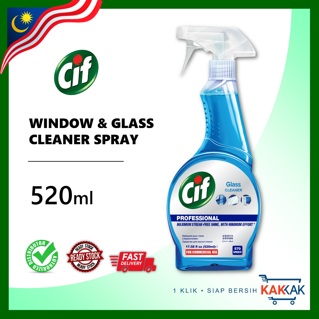 Cif Professional Pembersih Kaca & Tingkap Cecair Semburan 520ml - Cif ...