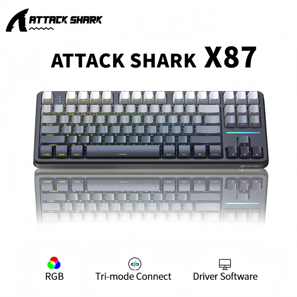 Attack Shark X87 wireless Mechanica keyboard 98Keys Gasket South-Facing ...