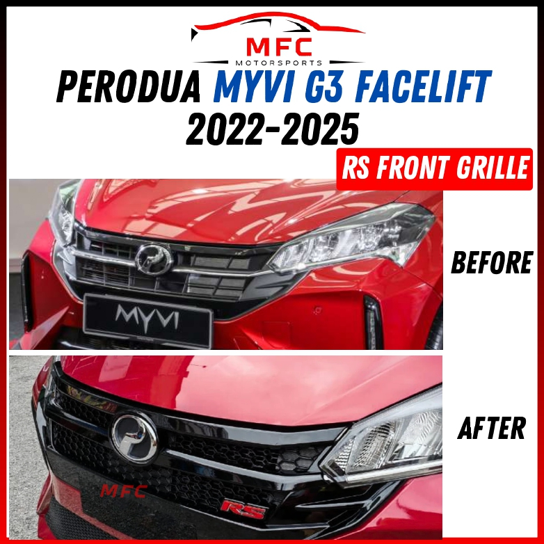 Perodua MYVI G3 MG3 Facelift (2022-2025) RS Sport Front Grille (Glossy ...