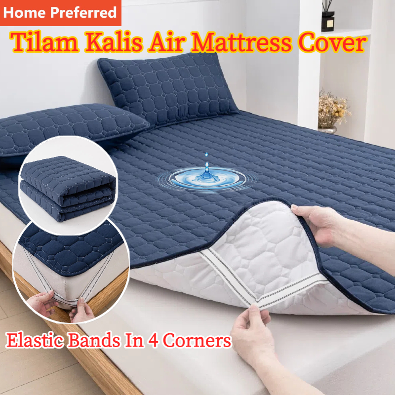 100% Waterproof Mattress Protector Sarung Tilam Kalis Air With Elastic ...