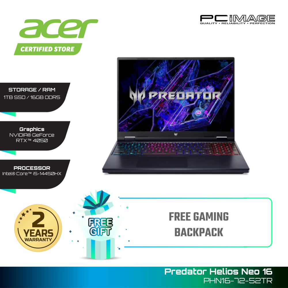 ACER/PREDATOR HELIOS NEO 16 PHN16-72-52TR/I5-14450HX/16GB D5-5600/1TB ...