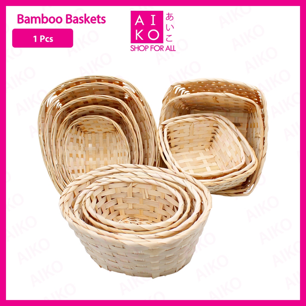 (AIKO) BEKAS ROTAN Bekas Buluh Bekas Hiasan Bamboo Basket 3 Design ...