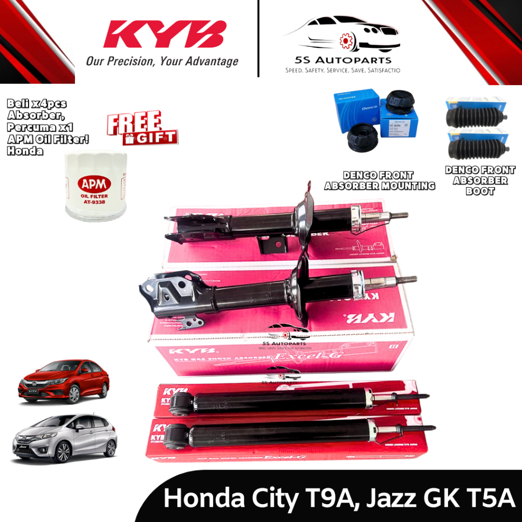 KYB Excel G Honda City T9A/Jazz GK T5A Gas Absorber Front/Rear Set With ...