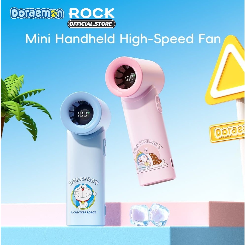 ROCK Doraemon Mini Handheld High-Speed Air Duct Turbo Fan with Digital ...