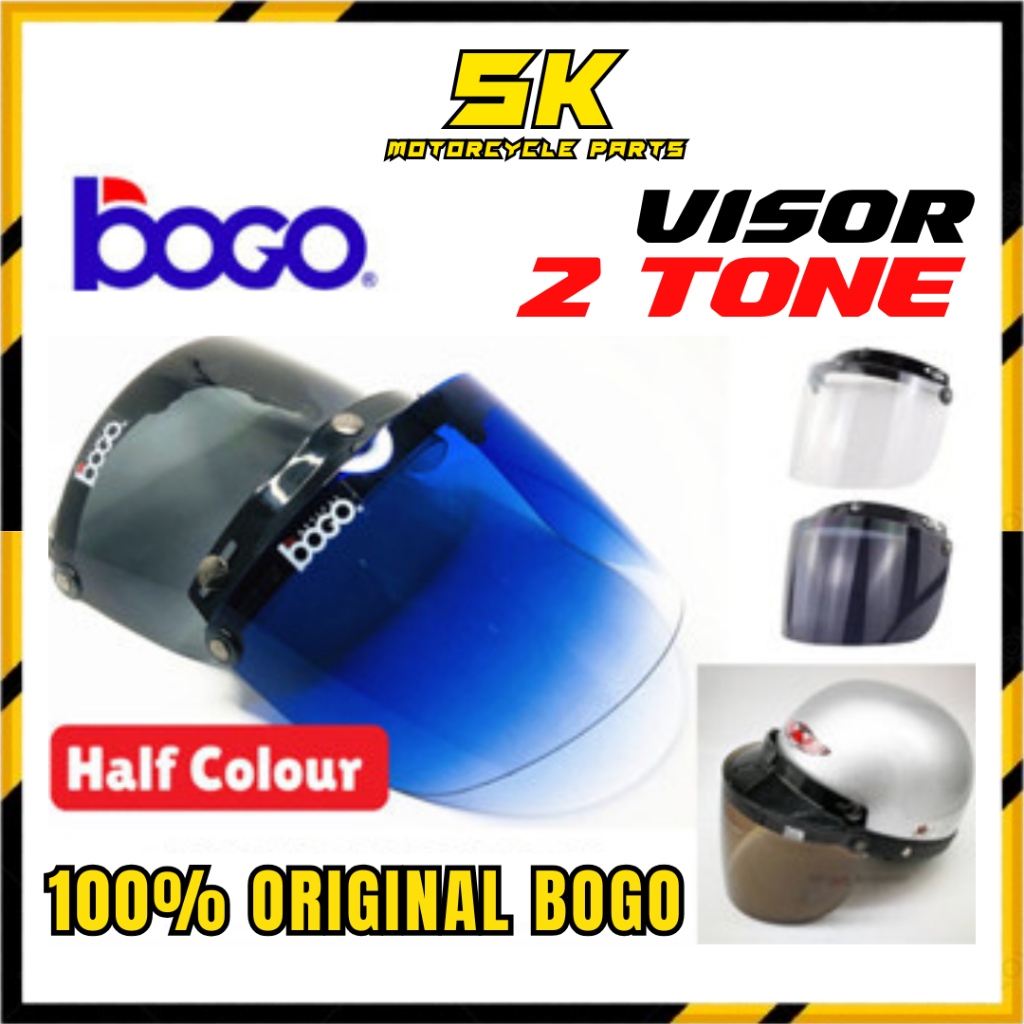 BOGO Visor 3 Button Black Cap Visor Helmet 2 Tone Helmet SGV MS88 SGV99 ...