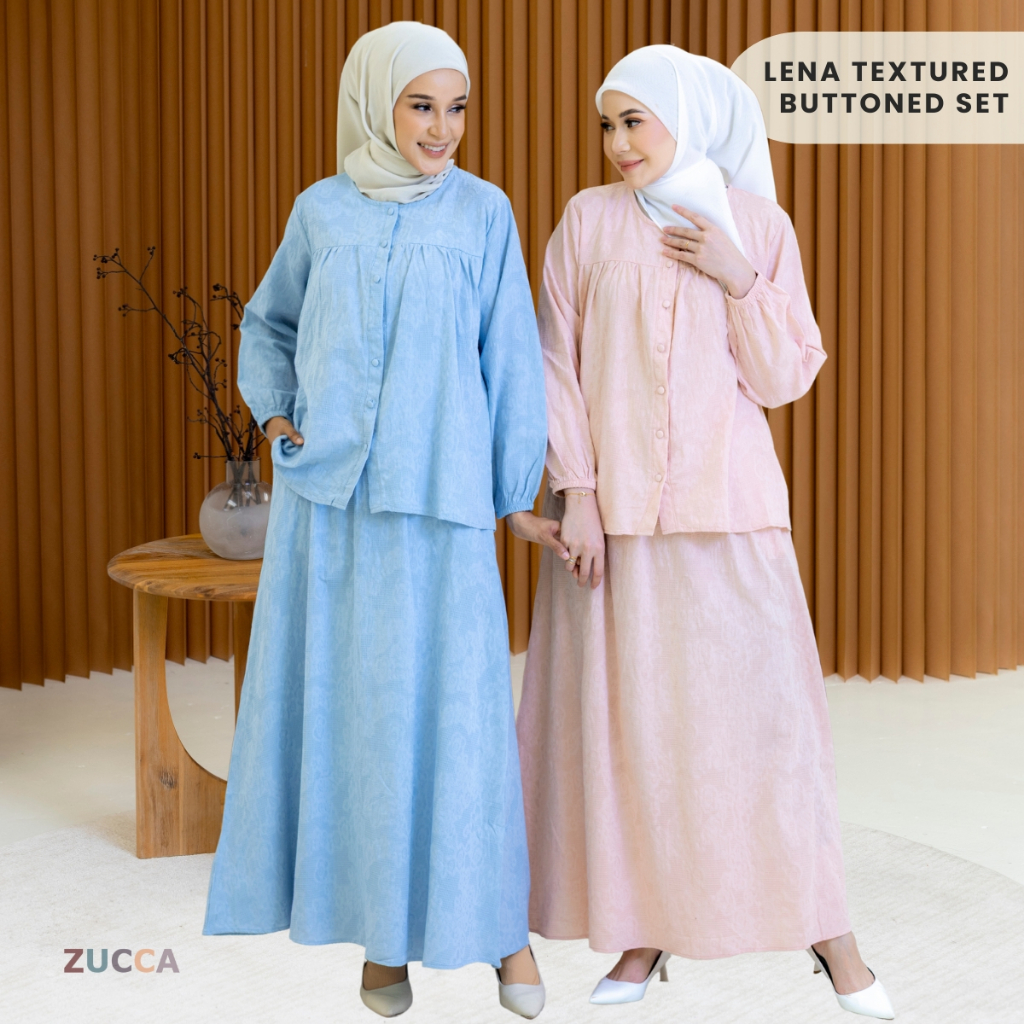 ZUCCA LENA SET BAJU BERBUTANG BERCORAK - DMSET004 | Shopee Malaysia