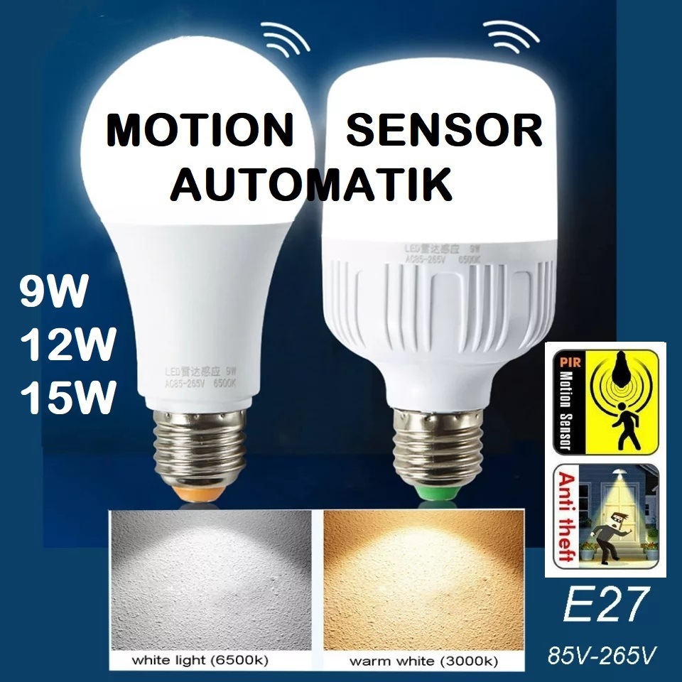 HOMIEE E27 Led Bulb Radar Motion Sensor Light Aautomatic Lampu ...