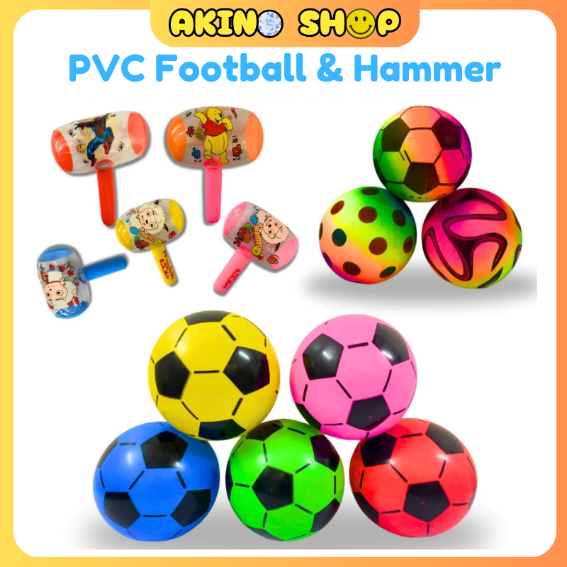 Inflatable Football Design Soccer Ball And Baby Hammer PVC Rubber Ball ...