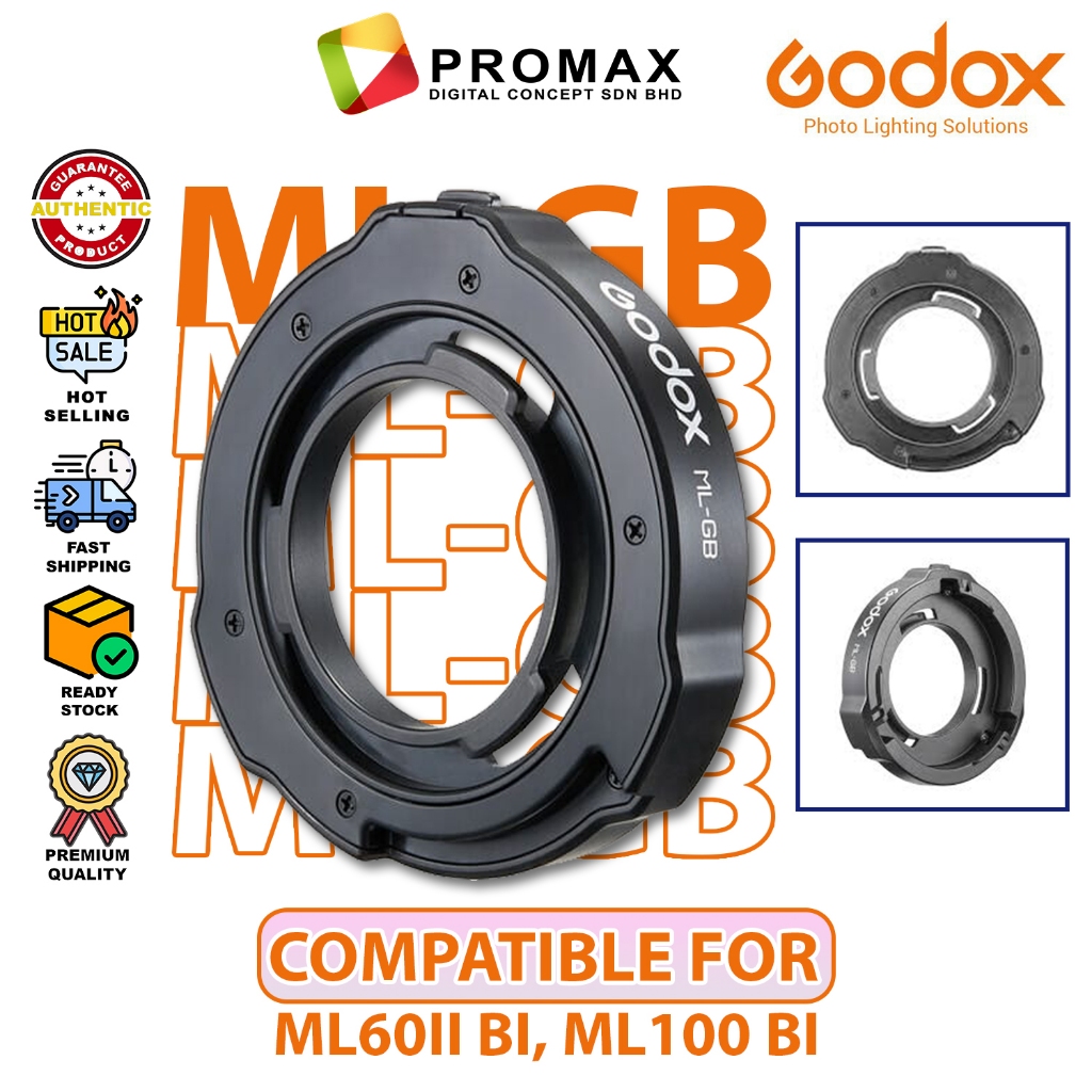 GODOX ML-GB Mount to Bowens Mount Adapter Ring for ML60ii-Bi , ML100-Bi ...