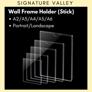 A3 / A4 / A5 / A6 Acrylic Wall Holder/Pocket Holder Clear + Clear ...