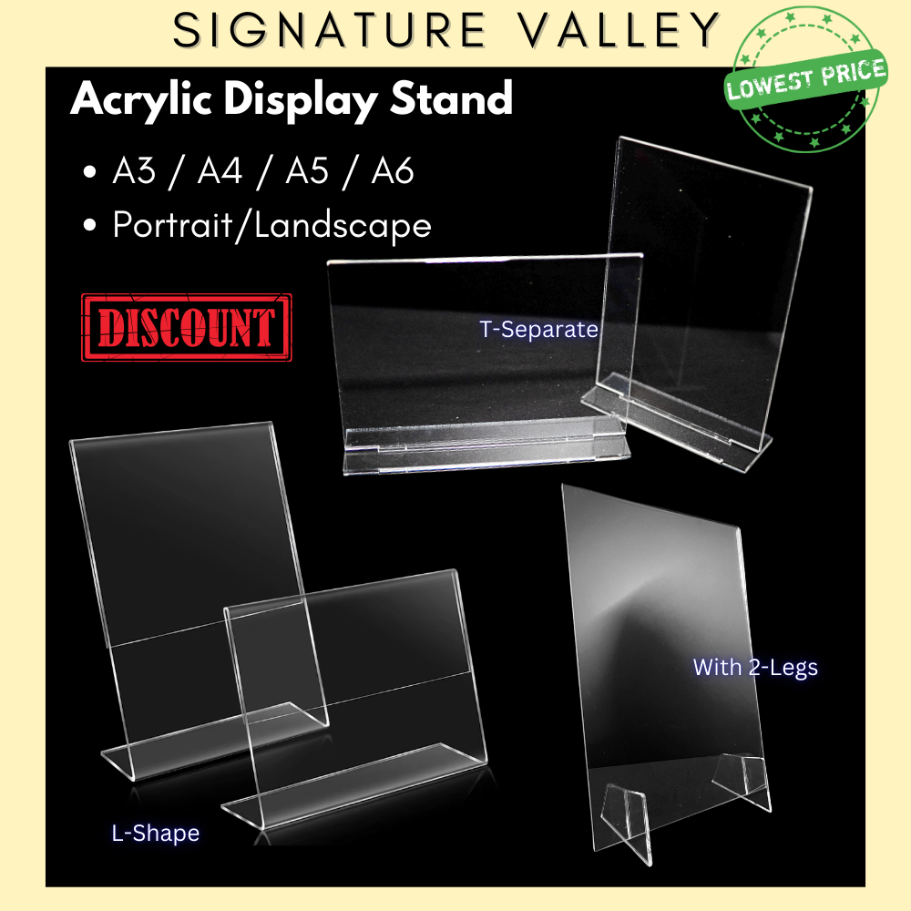 Acrylic Stand A4 / A5 / A6 paper holder Thick Material PALING MURAH ...