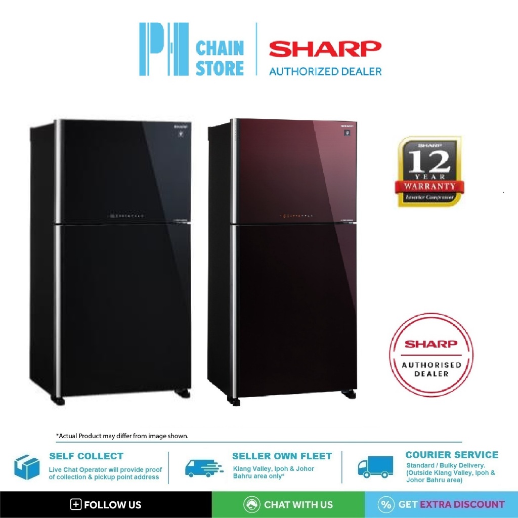 SHARP SJP882MFGK SJP882MFGM 720L 2-DOOR INVERTER REFRIGERATOR / TOP ...