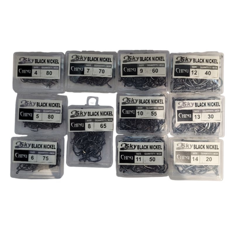SKY 2 BLACK NICKEL CHINU FISHING HOOKS (BOX) | Shopee Malaysia