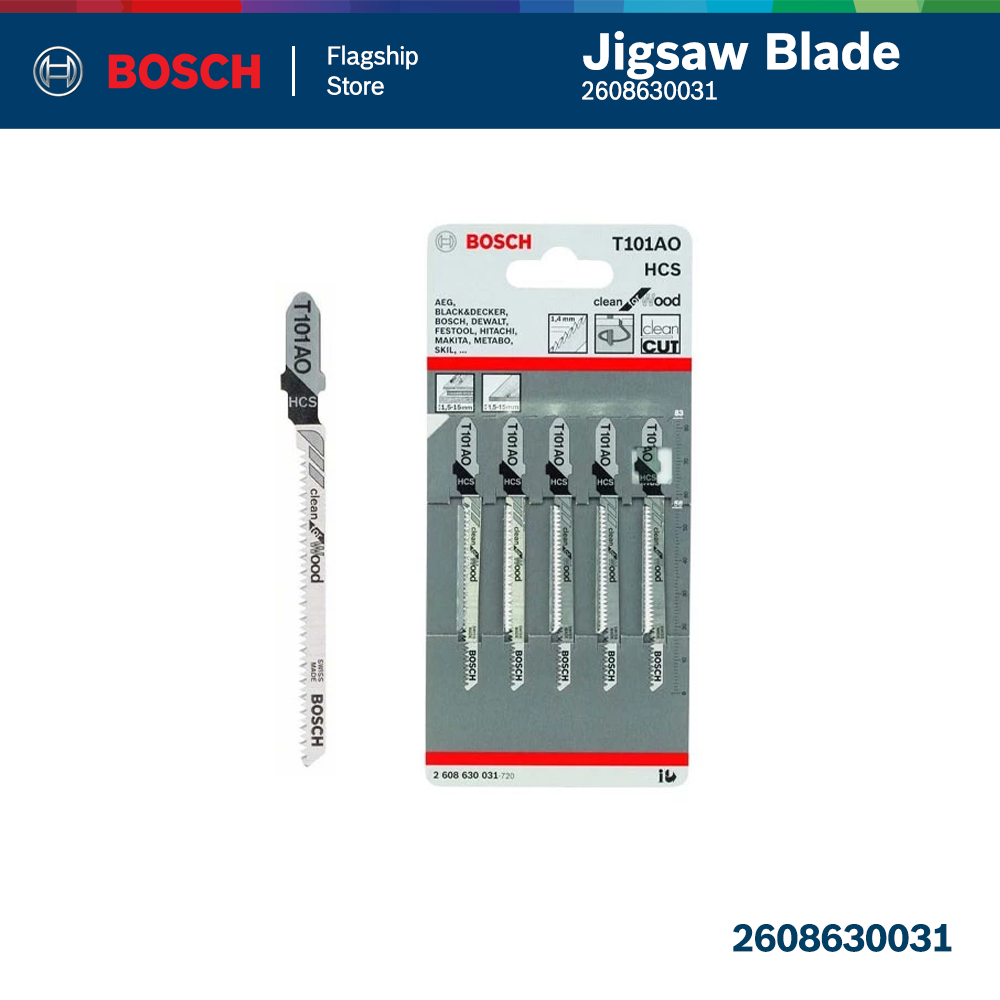 BOSCH 5 Pcs T101AO Jigsaw Blade Set For Wood - 2608630031 | Shopee Malaysia