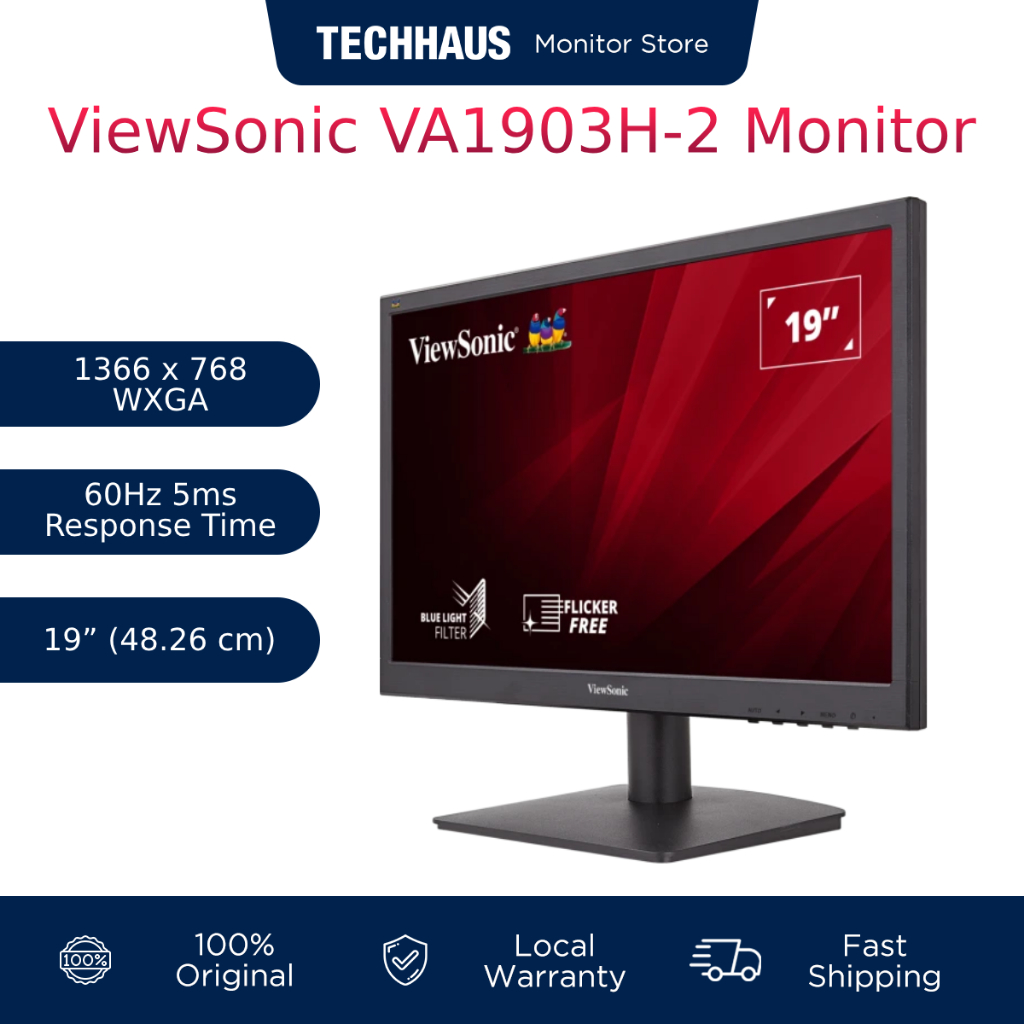 ViewSonic VA1903H-2 19” (48.26 cm)1366x768 Home and Office Monitor ...