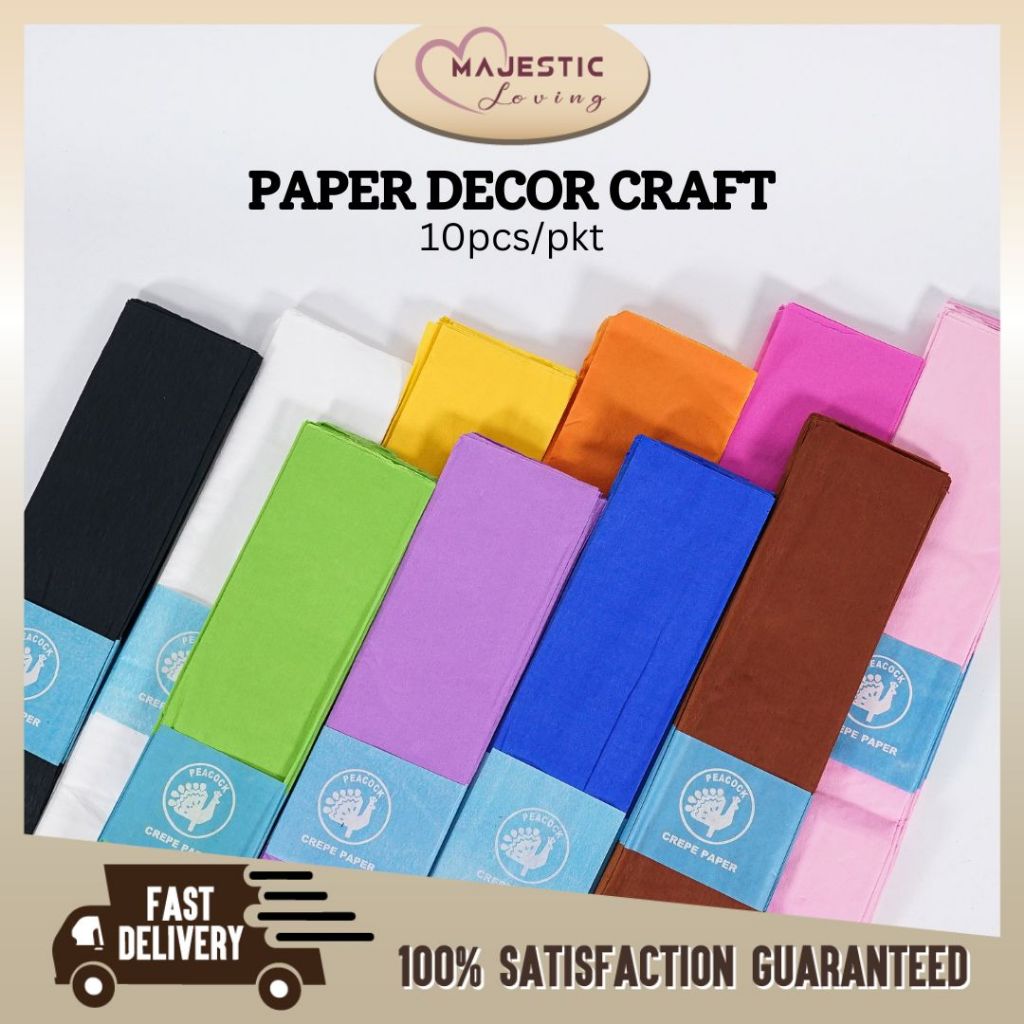 10Pcs Crepe Paper / Paper Deco Craft/ Kertas Crepe Bunga / Craft Paper ...