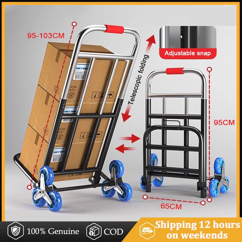 🔥Foldable Trolley Portable Trolley Carrier Heavy Duty Pull Rod Luggage ...