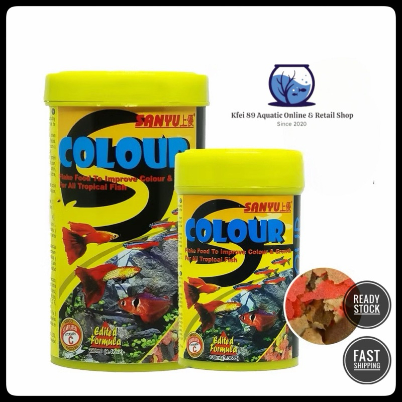 KFEI89 X SANYU Colour Fish Food 75ml / 250ml for Tropicanal Small Fish ...