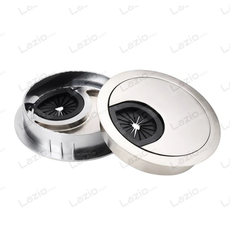 60mm Metal Silver Chrome Grommet Cable Wire Cover Computer Desk ...