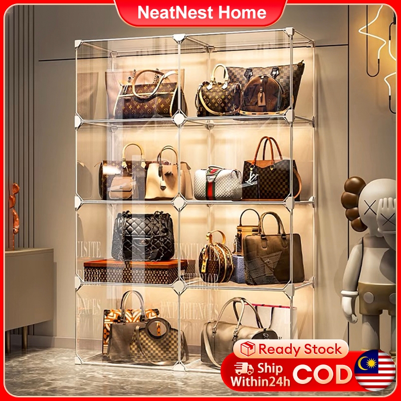 Storage Cabinet Transparent Bag Display Case Stackable Dustproof ...