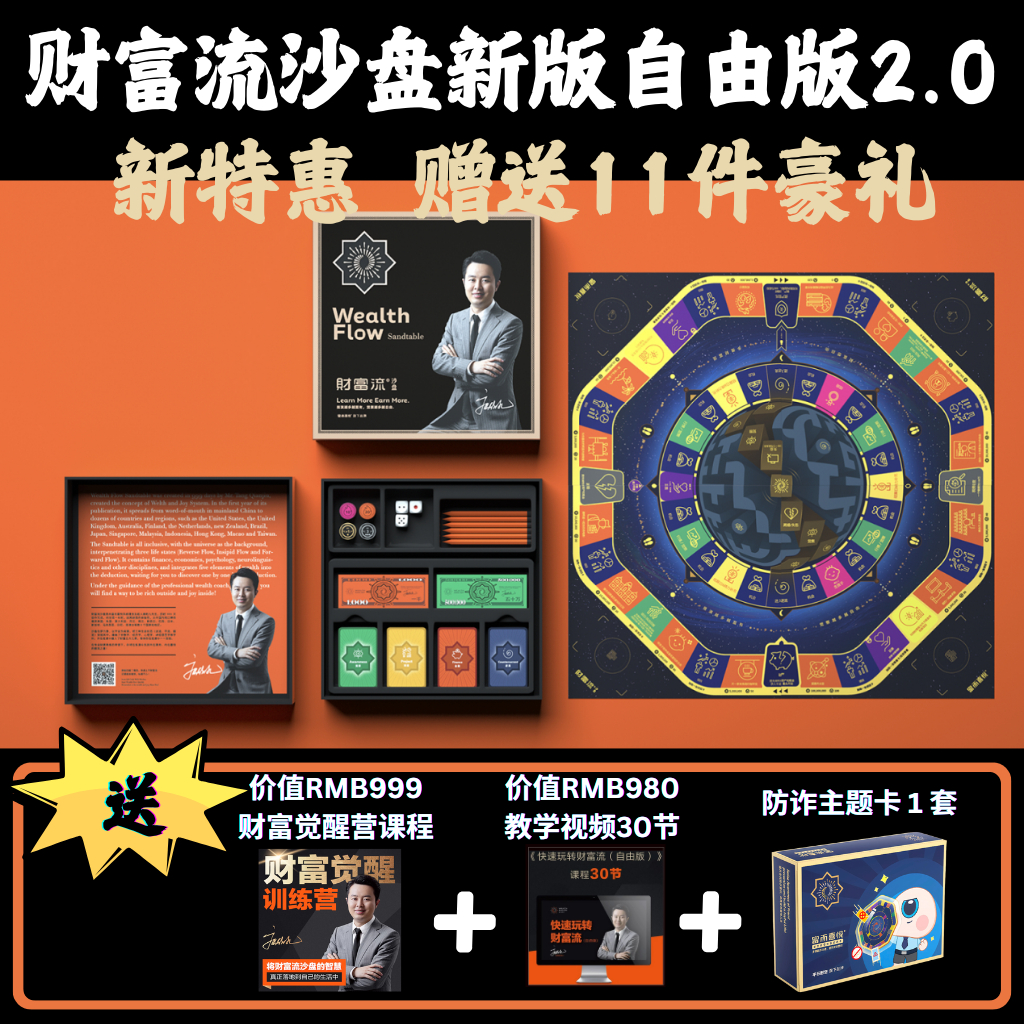 财富流沙盘2.0自由版财商教育桌游富爸爸现金流游戏升级版桌游【Wealth Flow Simulation Board Game ...