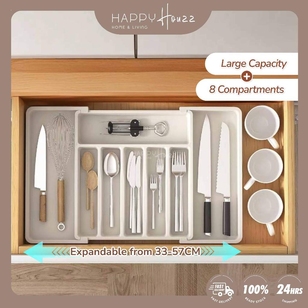 【READY STOCK】HAHO Expandable Cutlery Organizer Tray Adjustable Multi ...