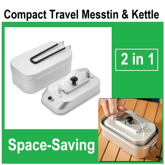 1 Set Messtin & Kettle Complete Compact Mess Tin Set for Solo Traveller ...