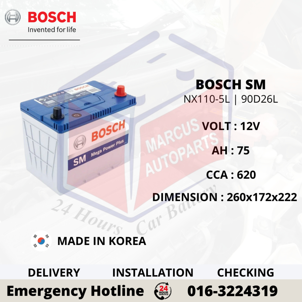 BOSCH SM MEGA POWER NX110-5L | NS70L | 90D26L CAR BATTERY | Shopee Malaysia