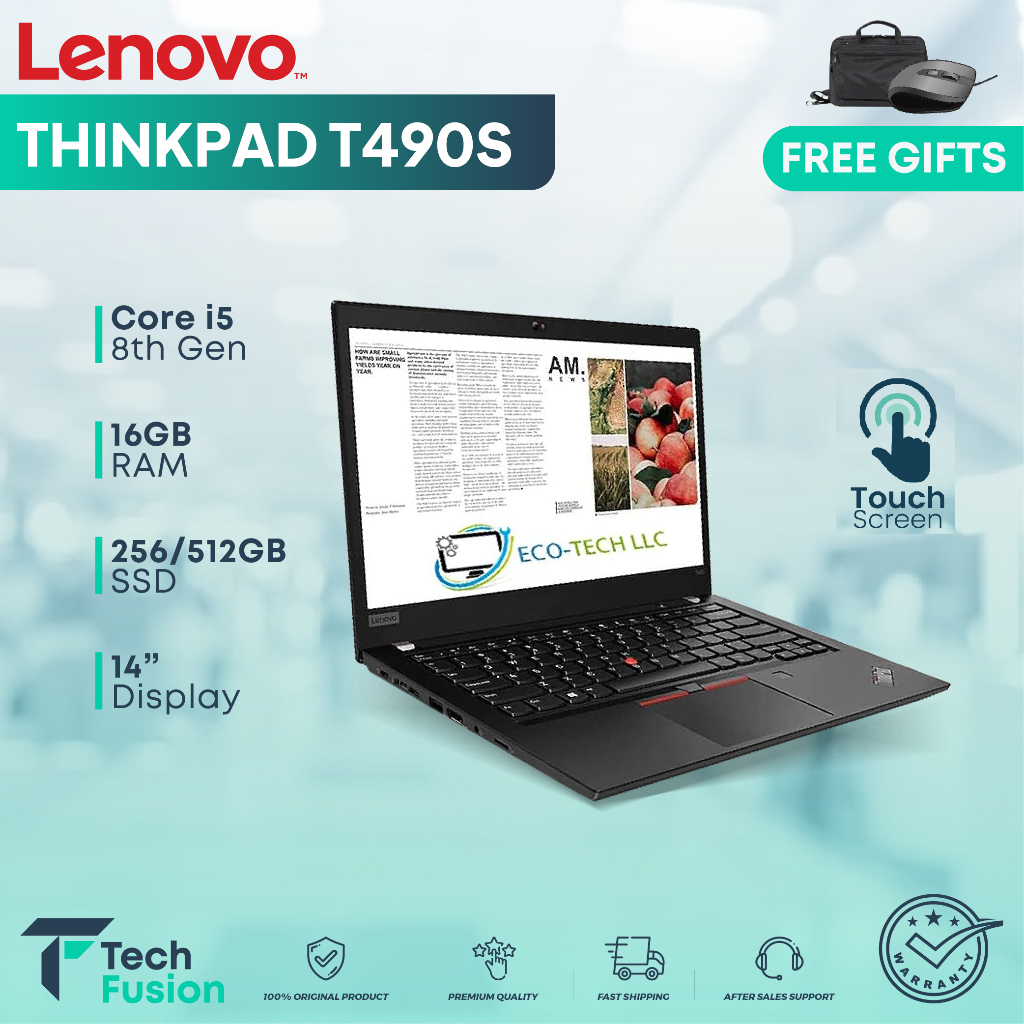 Lenovo ThinkPad Laptop 14" Display Touchscreen | Model T490s i5-8th Gen ...