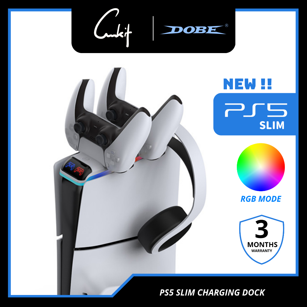 2025 SALE 】DOBE PS5 SLIM Charging Dock With RGB Control Mode comewith ...