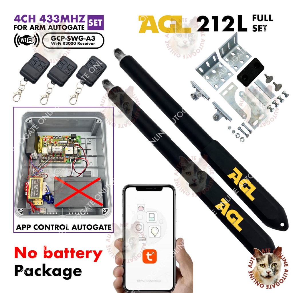 AGL 212L ( 4CH 433MHZ ) ( FULL SET ) SWING ARM AUTOGATE HEAVY DUTY ...