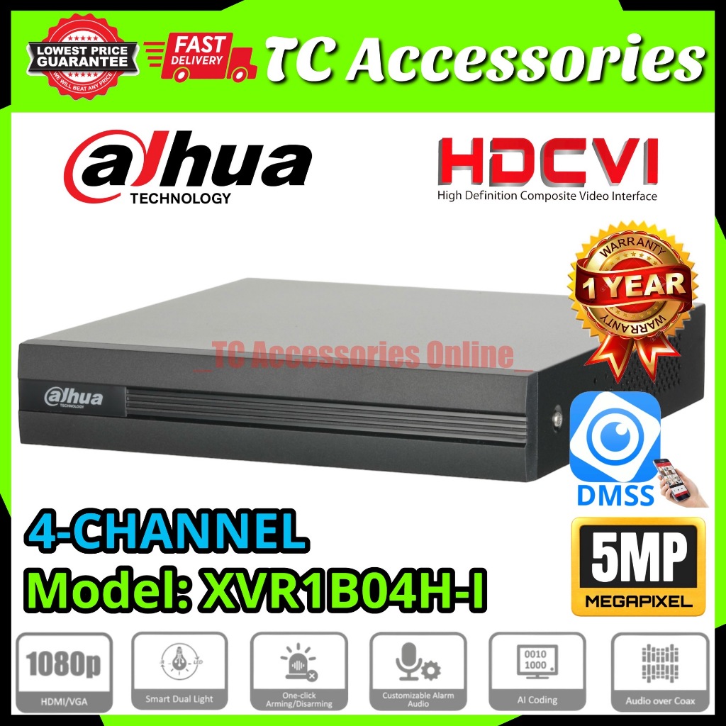 Dahua 4-Channel Full HD 5.0MP 5MP 1080P DVR Recorder CCTV DH-XVR1B04H-I ...