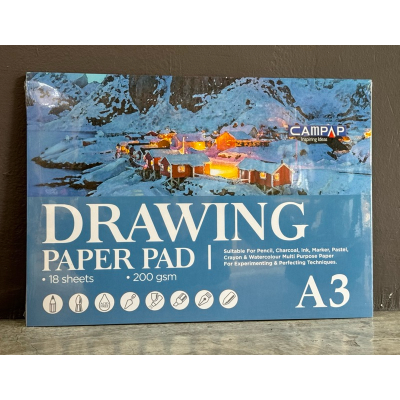 Campap A3 Drawing Block 200gsm ～ CA3646 【18 sheets / per pad 】 | Shopee ...
