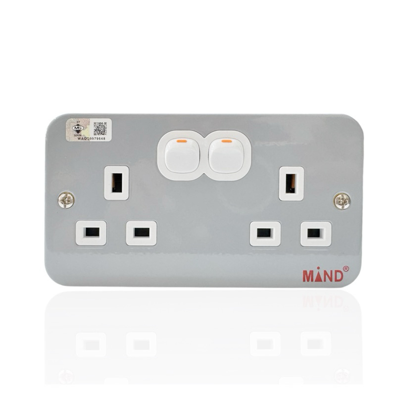 MIND DOUBLE 13A SWITCH SOCKET METAL SIRIM APPROVED | Shopee Malaysia