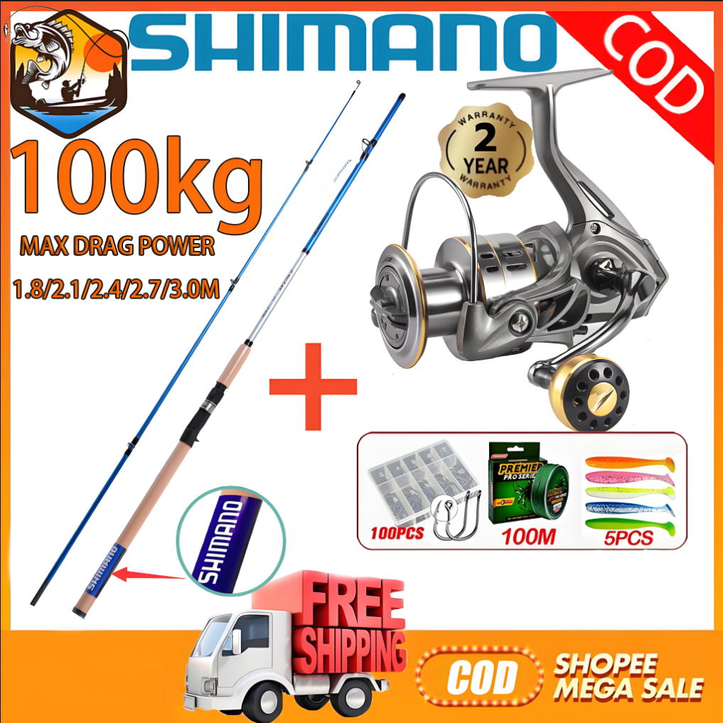 Shimano Reel Fishing Rod Set Combo Barang Mancing Set Joran Pancing ...