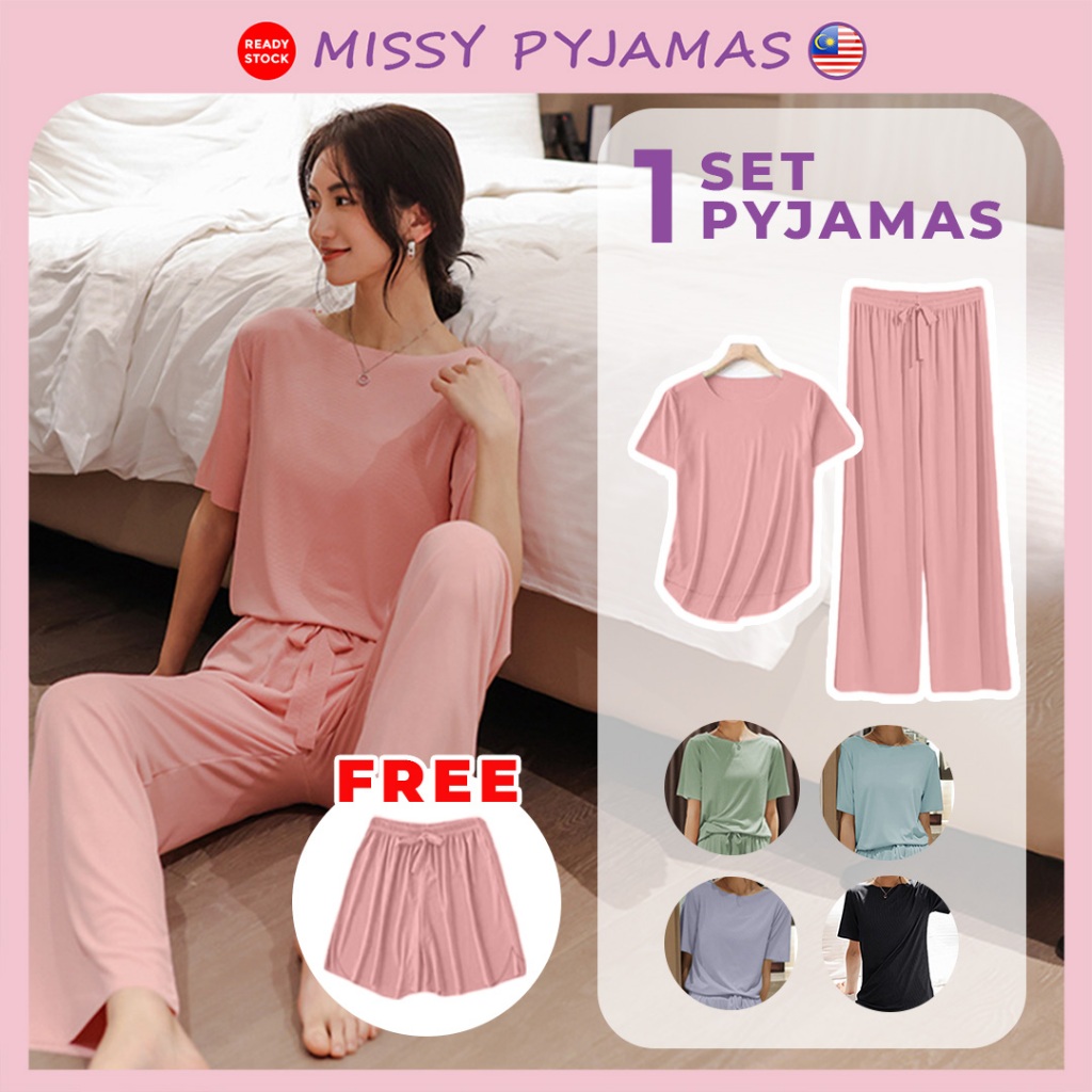 Missy Pyjamas 3 Piece SET Pyjamas 2 Style in 1 Combo Baju Tidur Wanita ...