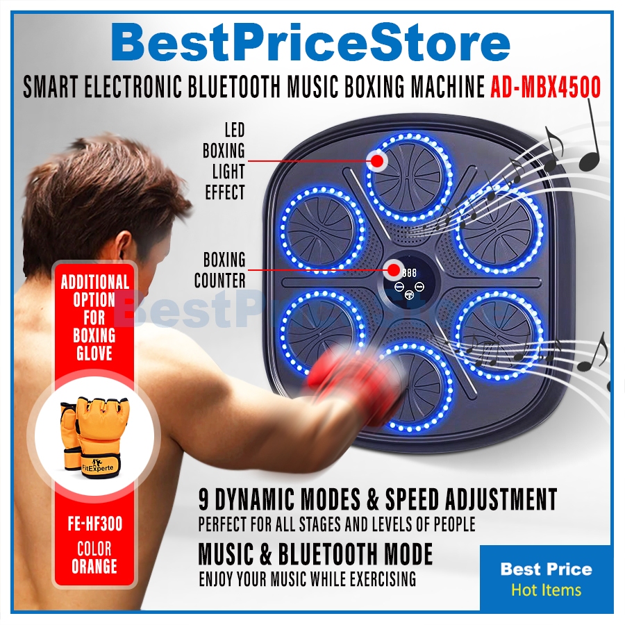 BPS Music Electric Boxing Machine Wall Target Rechargeable LED Fitness ...