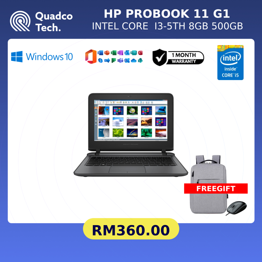 HP ProBook 11 G1 | i3-5th Gen | 8GB RAM | 500GB HDD | 11.6" Durable ...