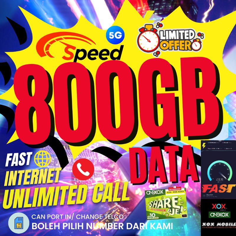 VIP NUMBER + SIMKAD ONEXOX B150 PLAN XOX 【Unlimited Data & Hi Speed ...