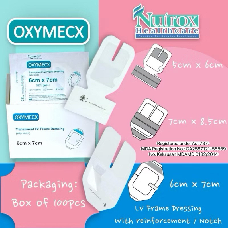 Oxymecx Transparent I.V. Frame Film Dressing With Reinforcement Notch ...