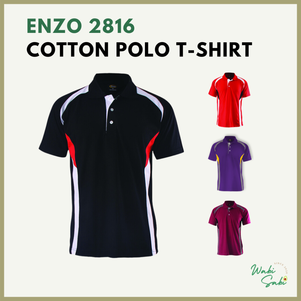 Enzo 2816 Cut & Sew Raglan T-Shirt Baju Berkolar kain Cotton 180gsm ...
