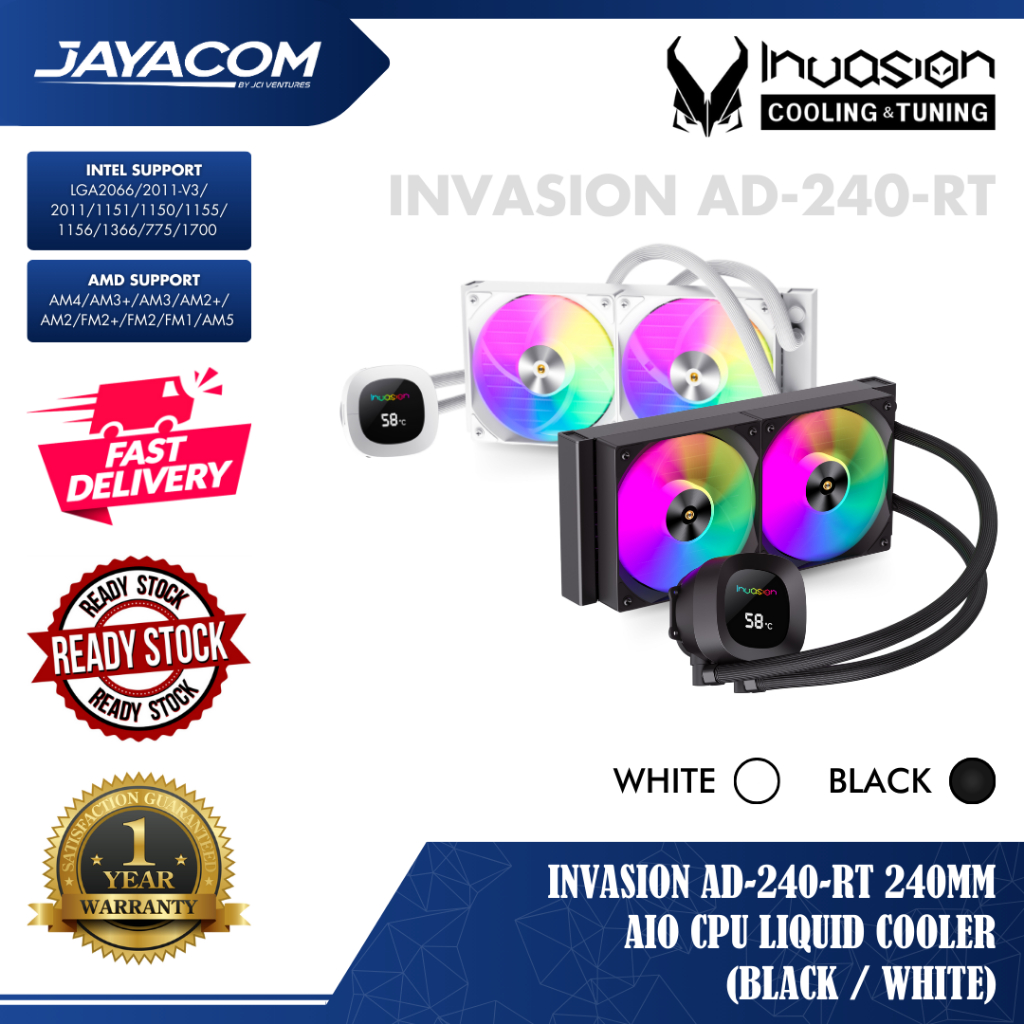 Invasion AD-240-RT 240mm AIO CPU Liquid Cooler – Black / White | Shopee ...