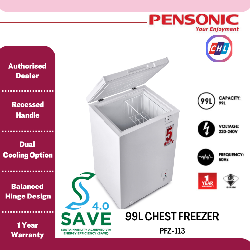 PENSONIC CHEST FREEZER 99L PFZ-113 [READY STOCK]-PENSONIC WARRANTY ...