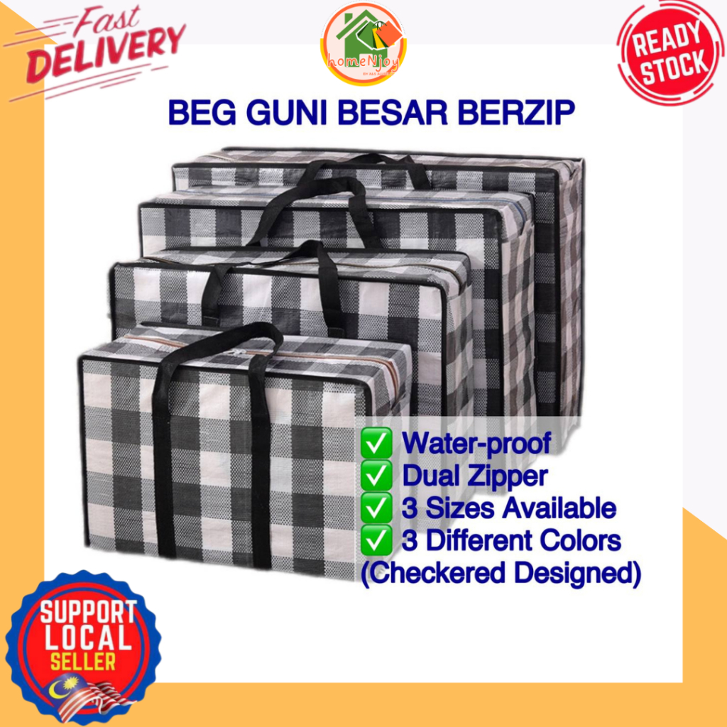 Large Capacity Woven Zipped Bag WaterProof Strong Beg Guni Saiz Besar ...