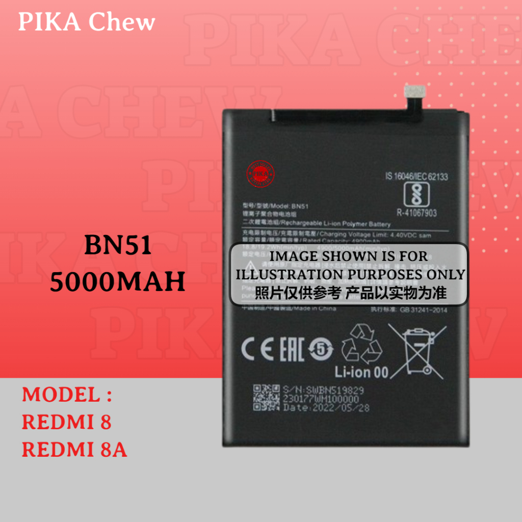 PIKA Compatible BN51 for Xiaomi Redmi 8 / Redmi 8A BN51 Battery Bateri ...