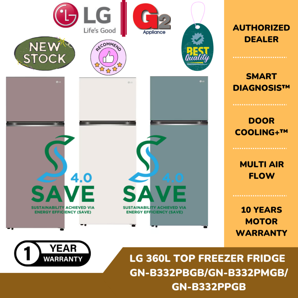 (NUR@PETRA) LG 360L TOP FREEZER FRIDGE GN-B332PPGB(PINK)/GN-B332PBGB ...