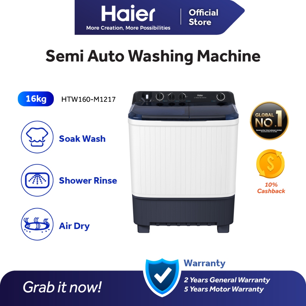 Haier 16KG Semi Auto Washing Machine HTW160-M1217 | Shopee Malaysia