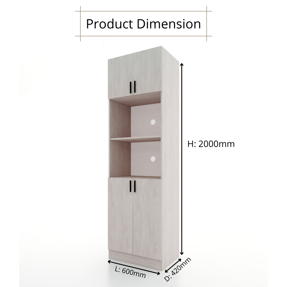 (FULL ASSEMBLY) SHIRO KITCHEN CABINET 4 Door Microwave Storage Dapur ...