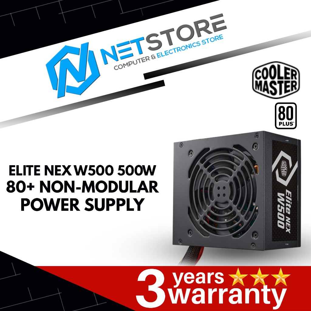 COOLER MASTER ELITE NEX W500 500W 80+ NON-MODULAR POWER SUPPLY - MPW-5001-ACBW-BUK | Shopee Malaysia